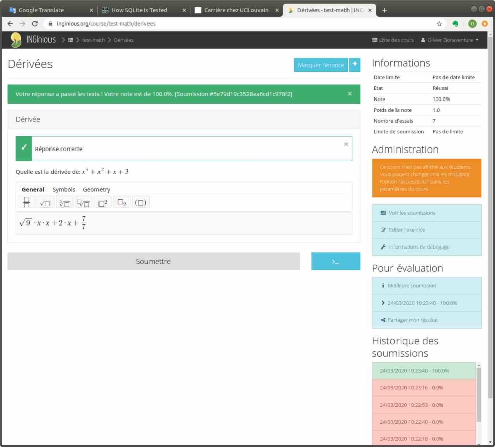plate-forme Inginious UCLouvain - exercice de math en ligne • Regional ...